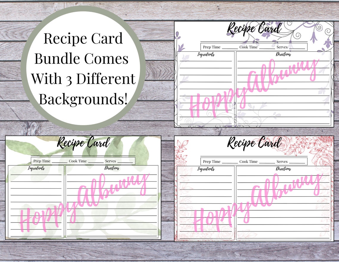 Printable Recipe Cards, Editable Recipe Card, Instant Download, Kitchen ...