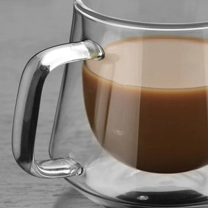Double Glass Wall Heat Resistant Coffee Tea Mug With Transparent Clear ...