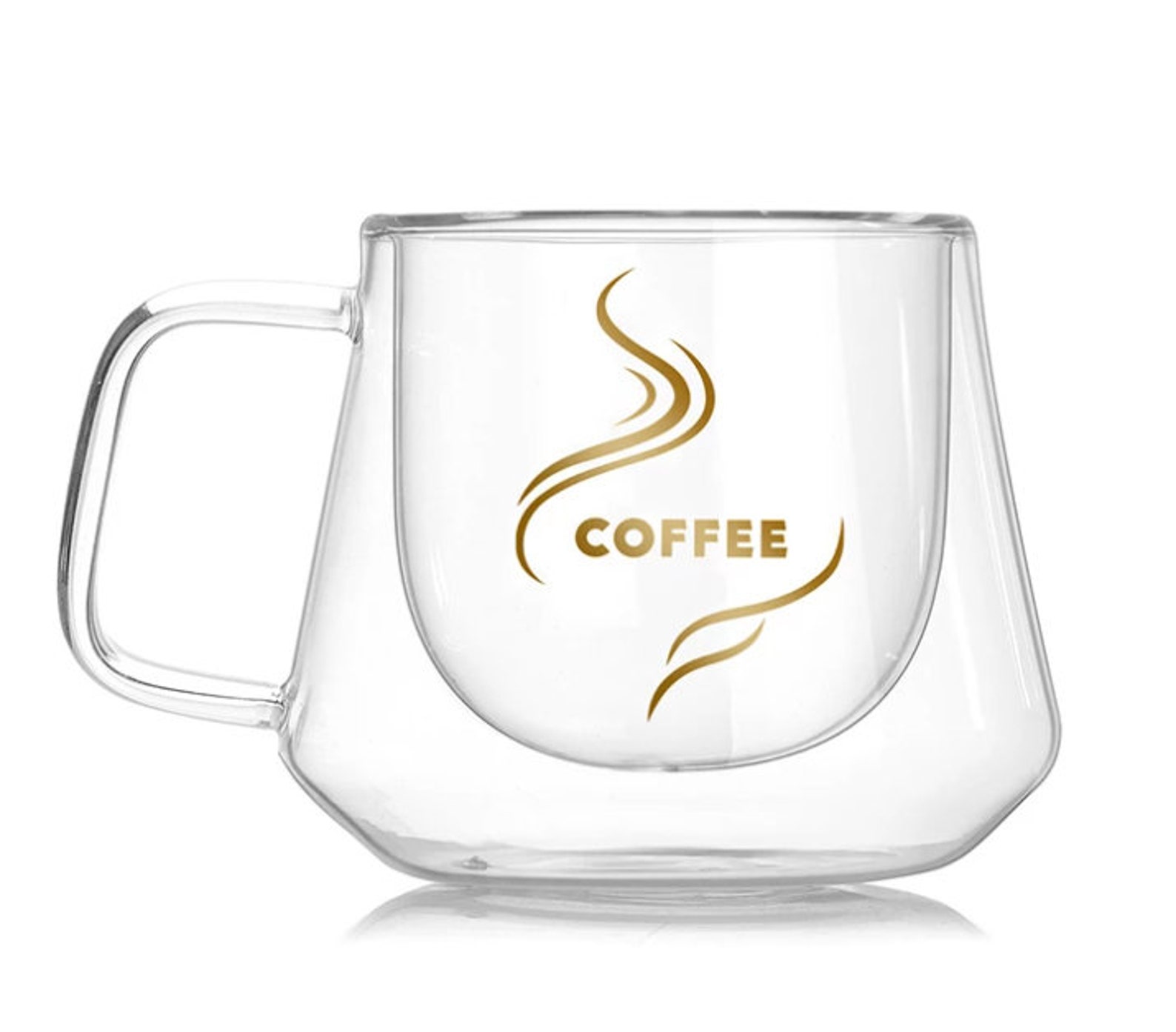 Double Glass Wall Heat Resistant Coffee Tea Mug With Transparent Clear ...