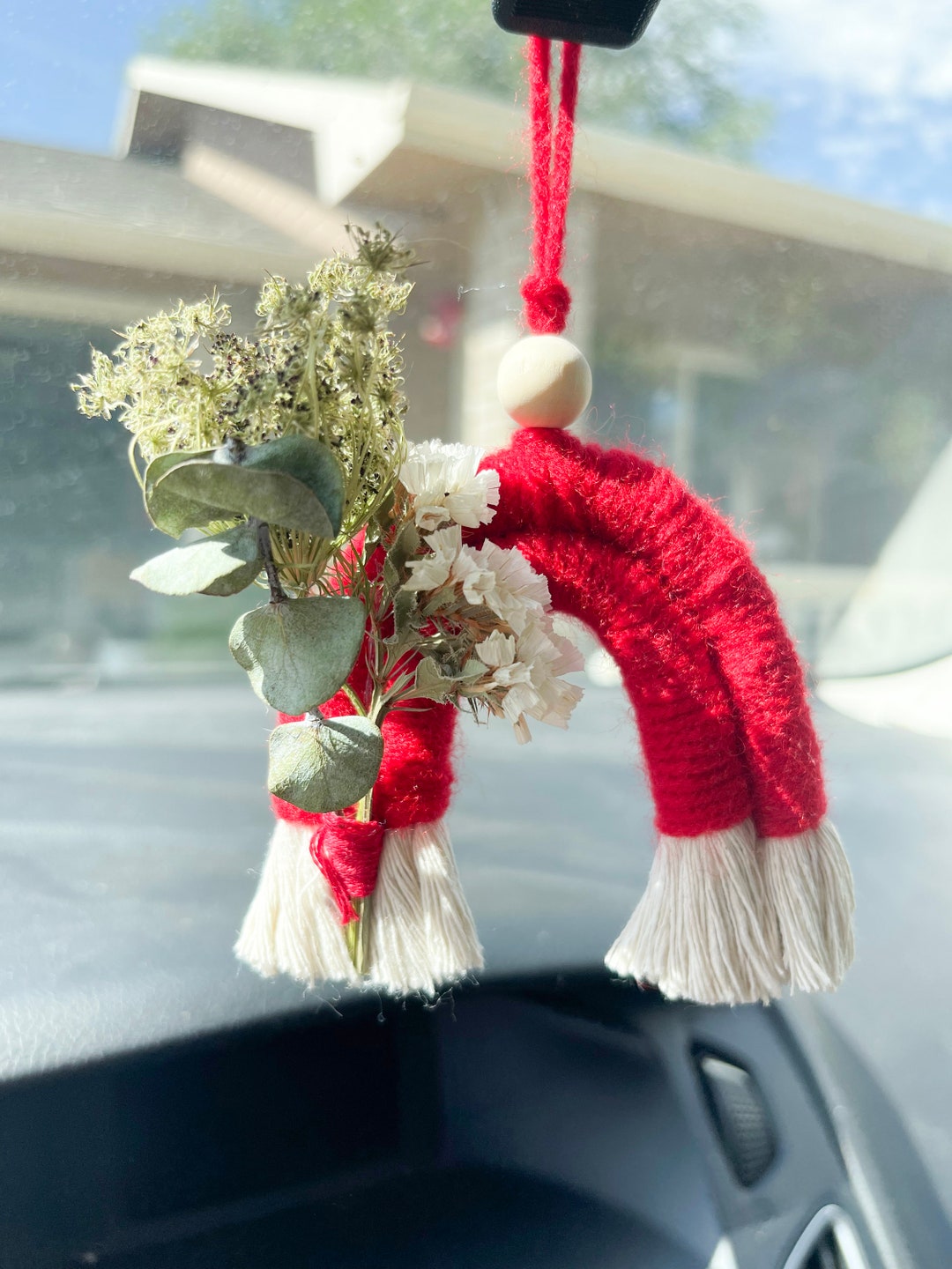 Statice, Eucalyptus, Real Floral Macrame Rainbow Dried Flower Wall ...