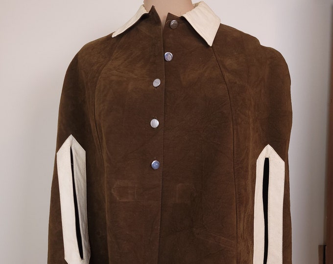 Vintage Jerold 1960s Brown Suede Cape With Collar - Etsy
