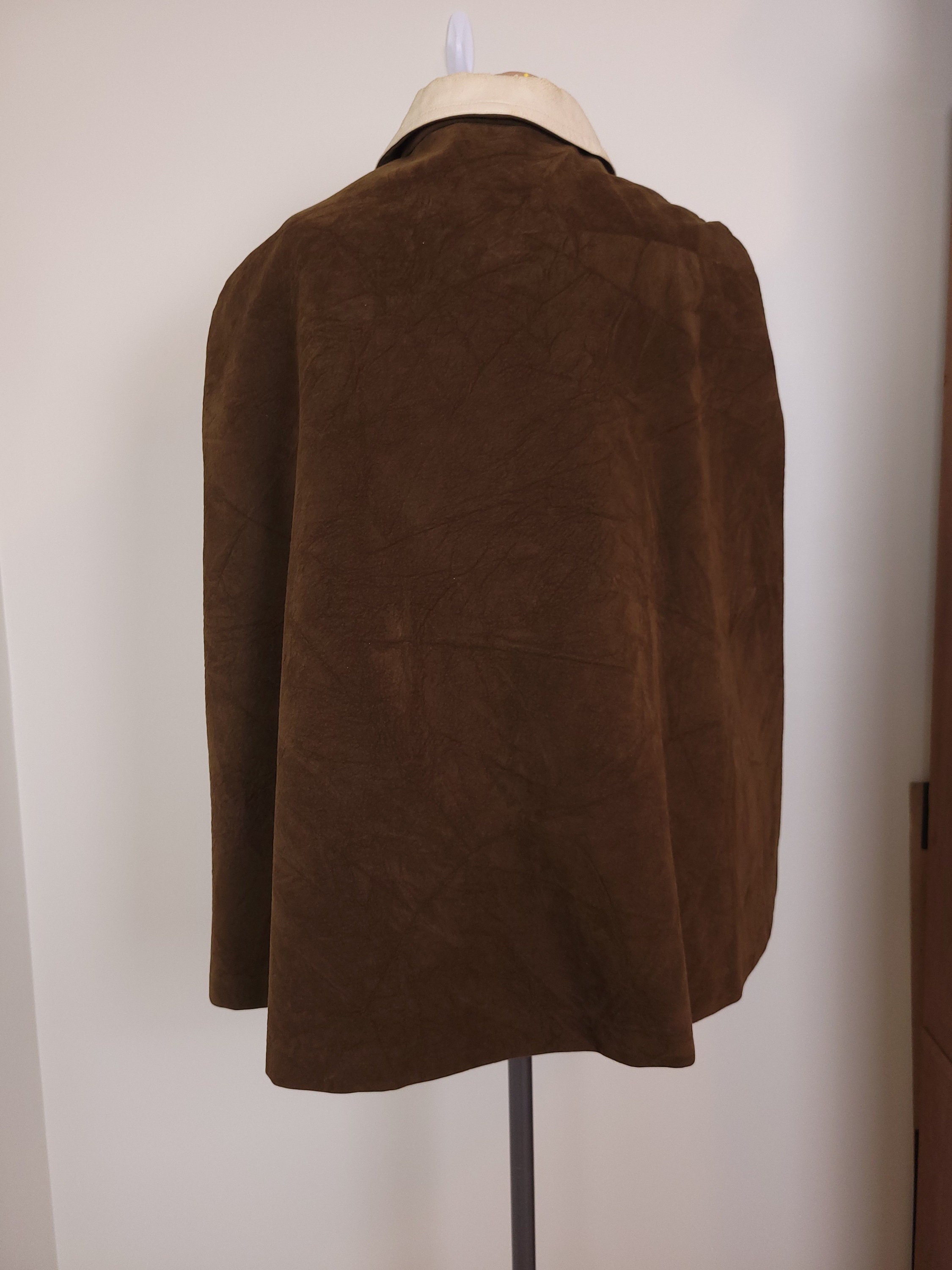 Vintage Jerold 1960s Brown Suede Cape With Collar - Etsy