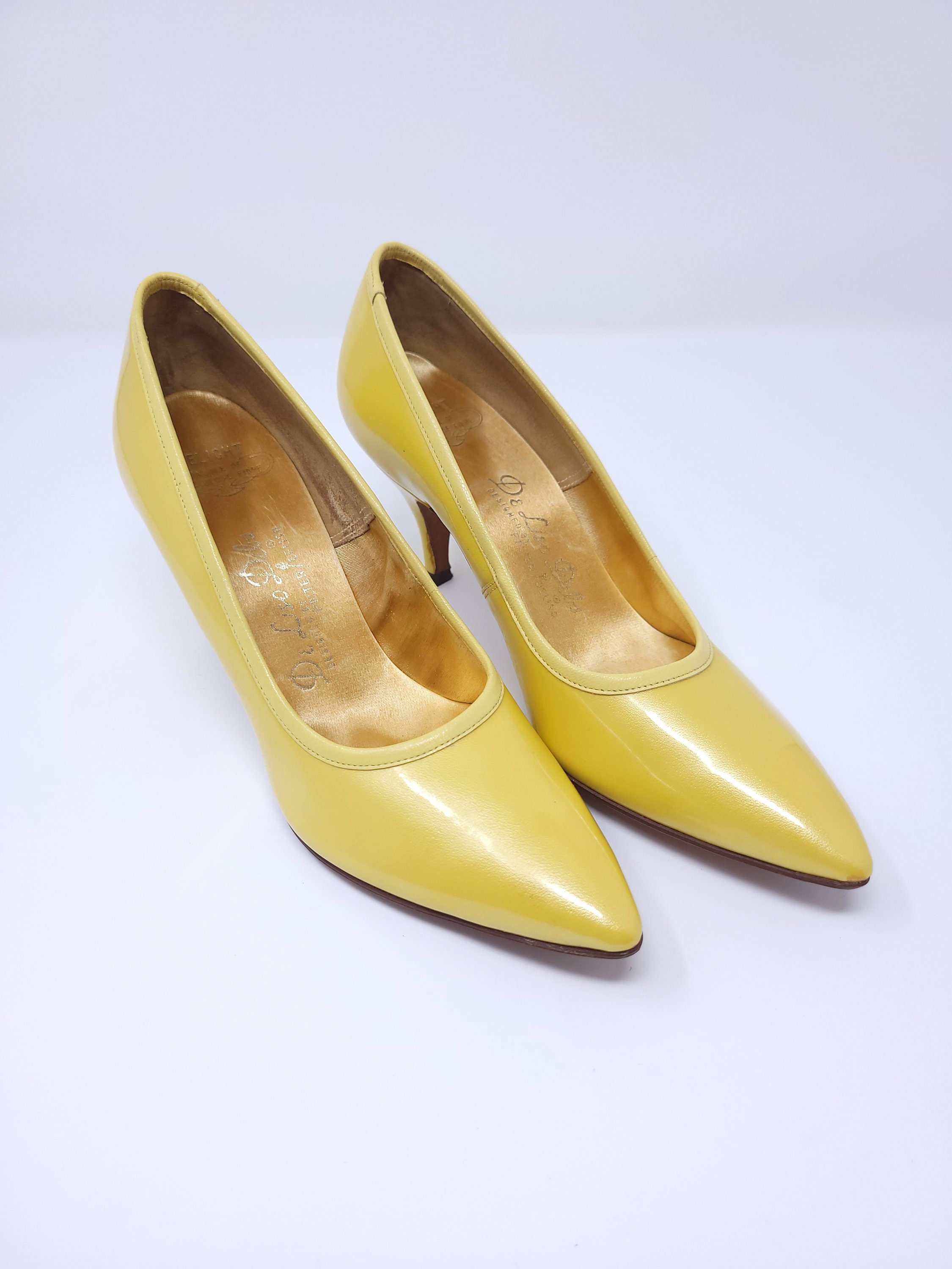 Vintage De Liso Debs Heel / 1980s / Yellow / Pointed Toe / - Etsy