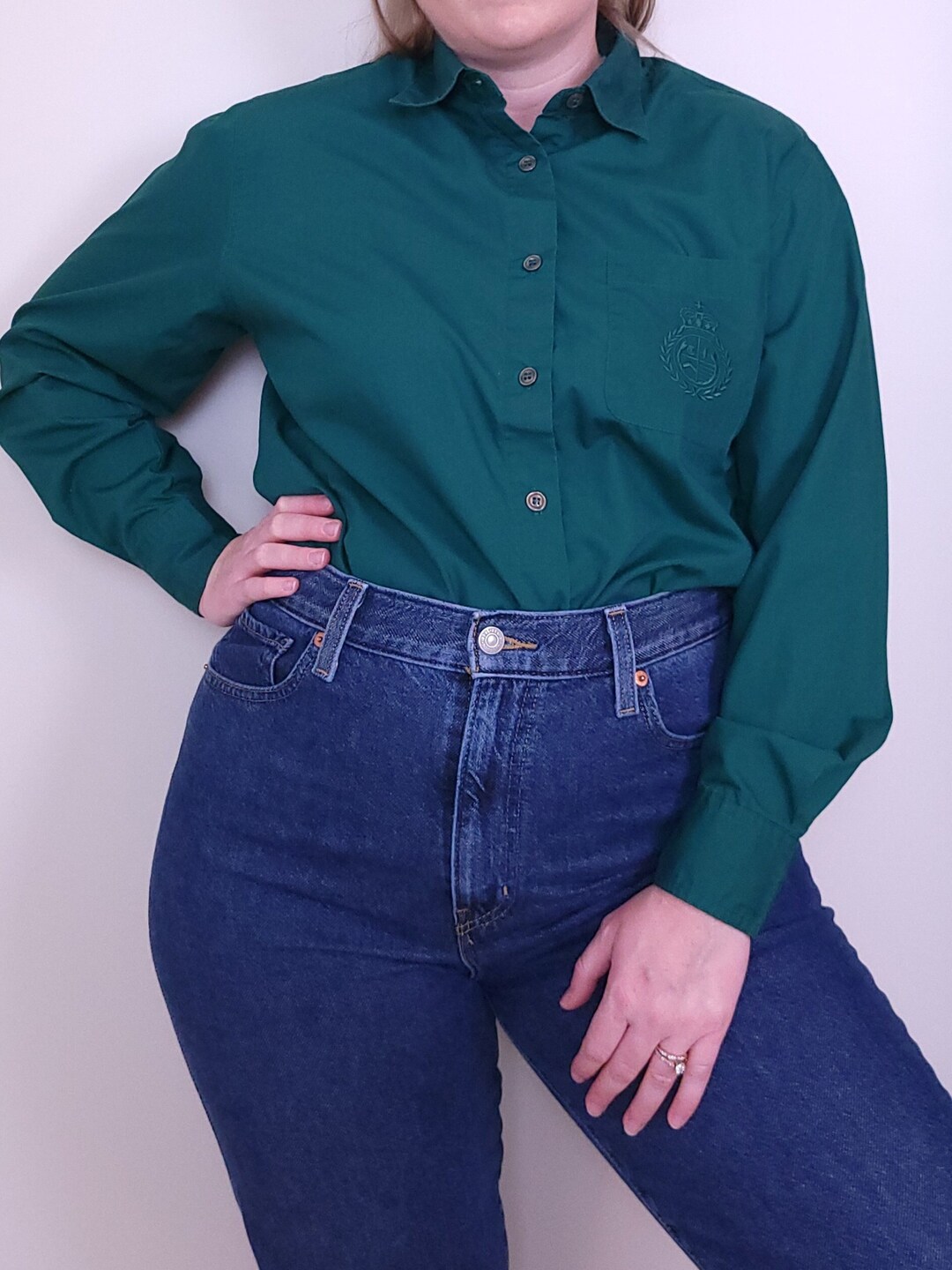 Vintage Westbound Forest Green Button up Shirt Blouse / Sz S - Etsy