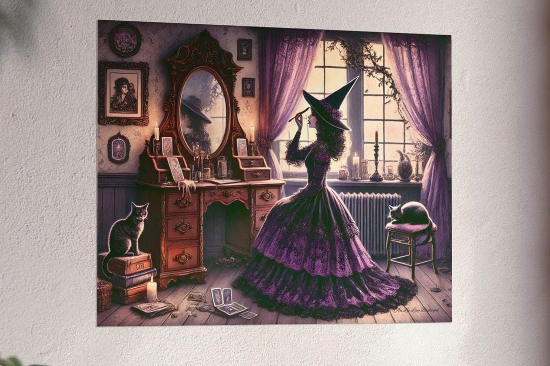 Antique Witch at Vanity Art Print: Gothic Academia Decor - Etsy