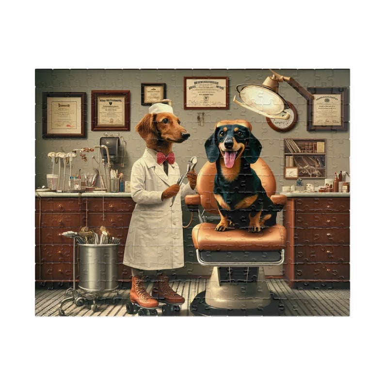 Dachshund Jigsaw Puzzle smiles and Styles Dentist-themed Dog Puzzle for ...
