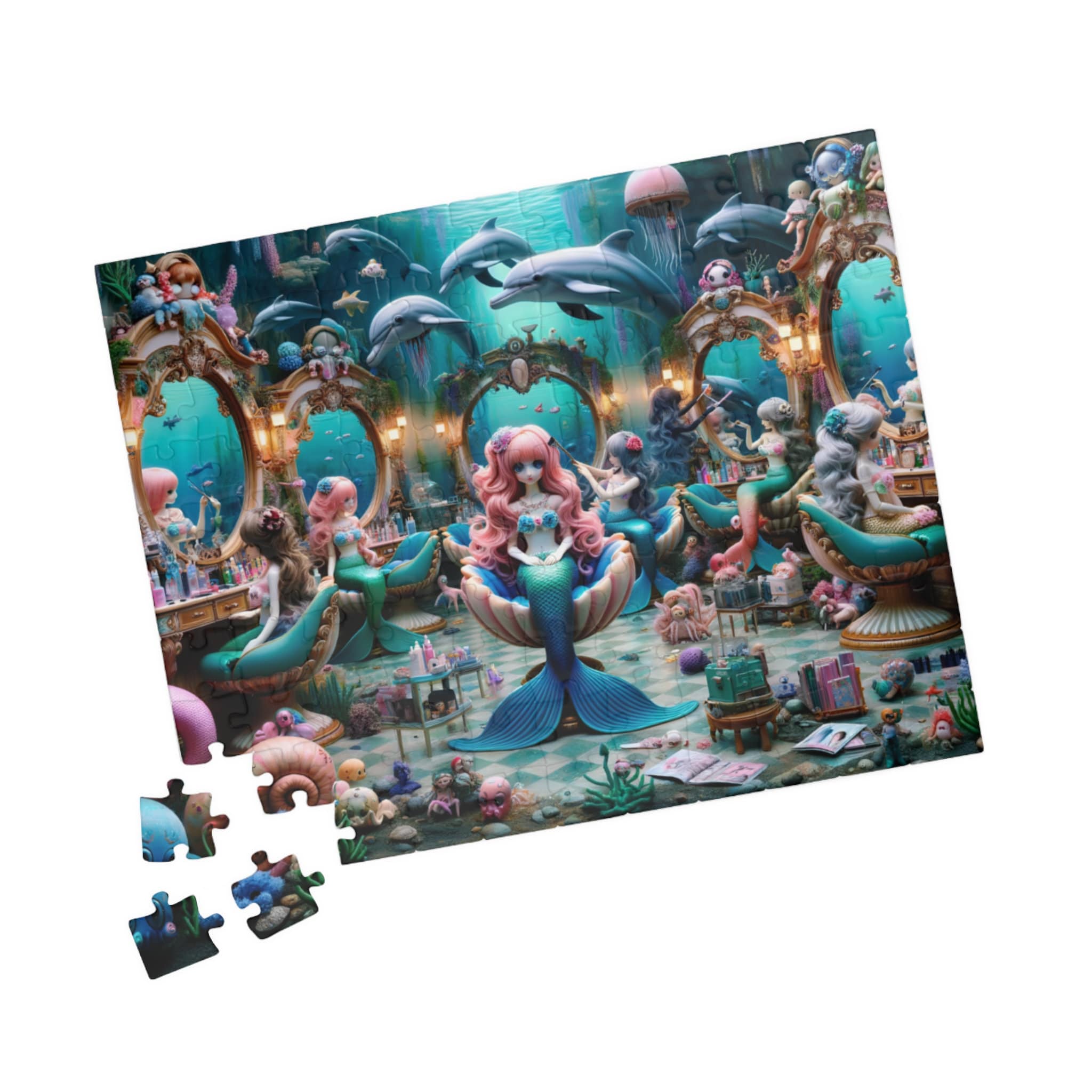 Mermaid Jigsaw Puzzle, Undersea Elegance Theme, Salon Day Puzzle, 110 ...