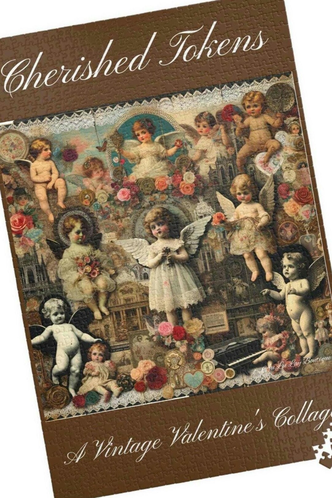 Cherub Jigsaw Puzzle, Vintage Valentine's Collage 110-1014 Piece ...