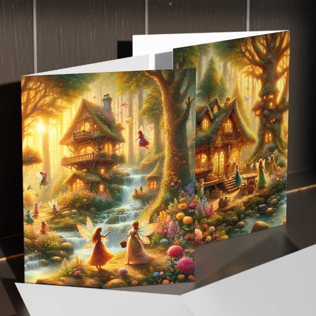 Discover Magic: Enchanted Fairy Village Artwork for Special Occasion ...