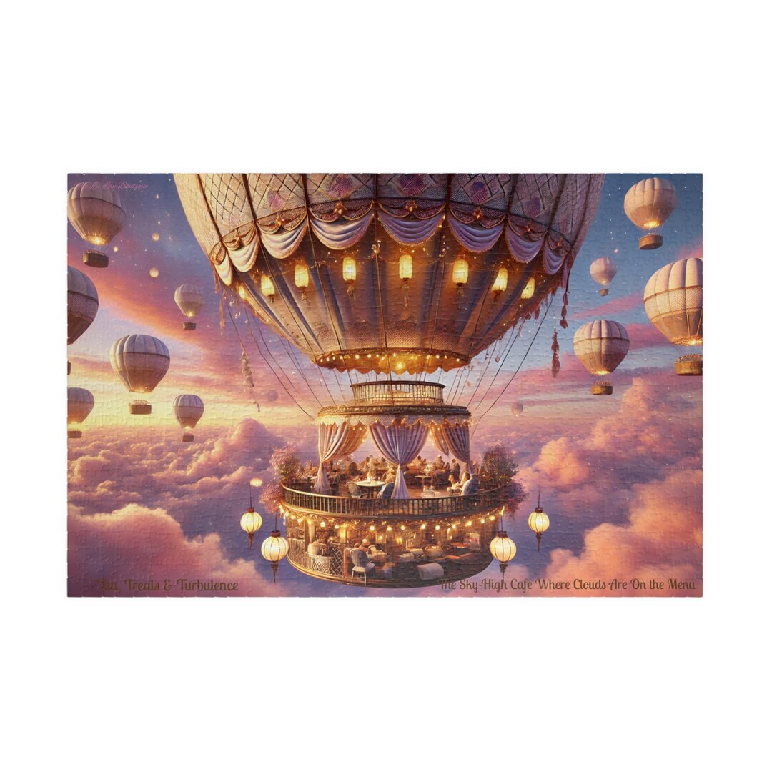 Hot Air Balloon Cafe Jigsaw Puzzle: Whimsical Sky Restaurant - Etsy