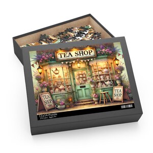 Fairytale Tea Shop Puzzle, Watercolor Cottagecore Scene, Floral Details ...