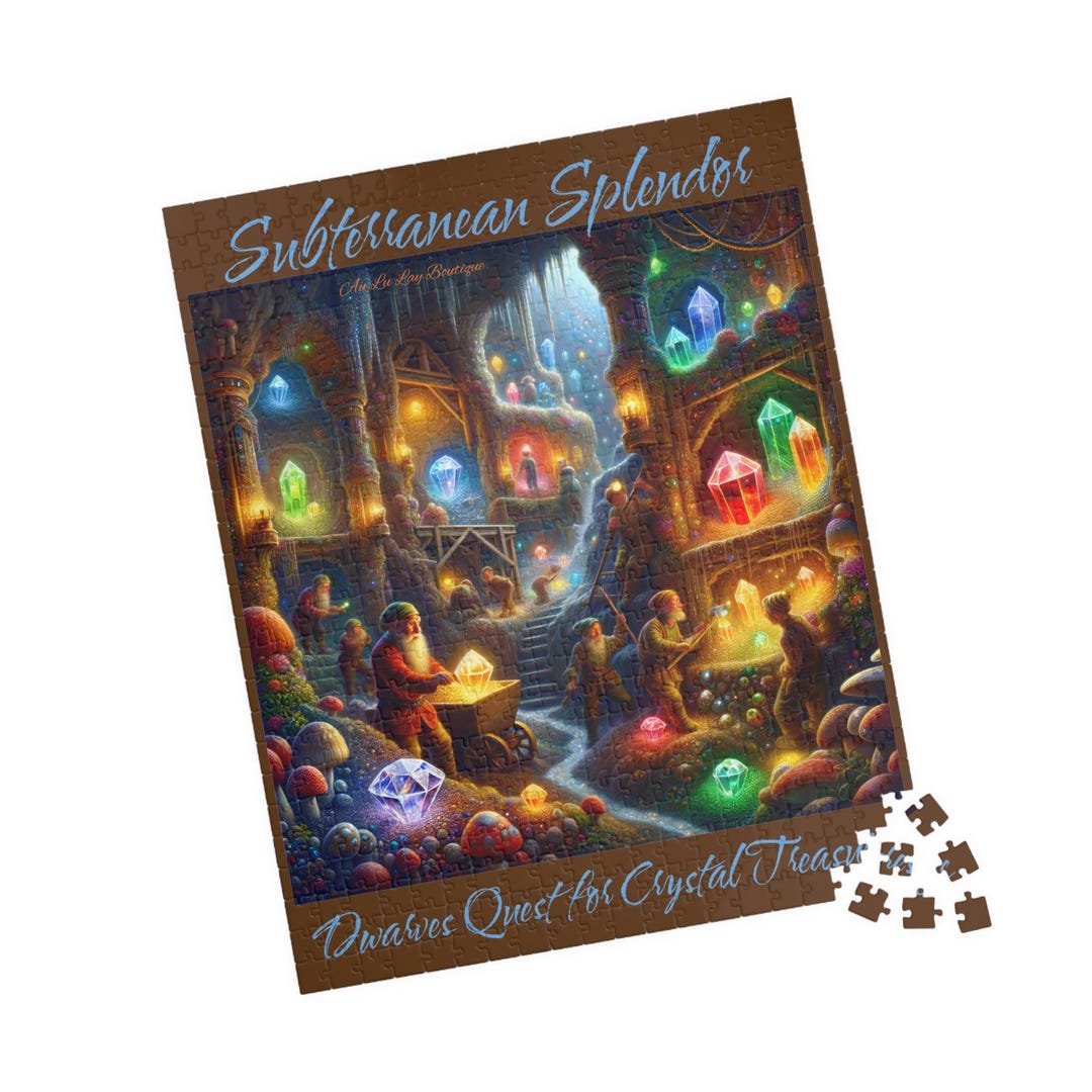 Dwarves Treasure Quest Puzzle, Enchanting Subterranean Scene of Gem ...