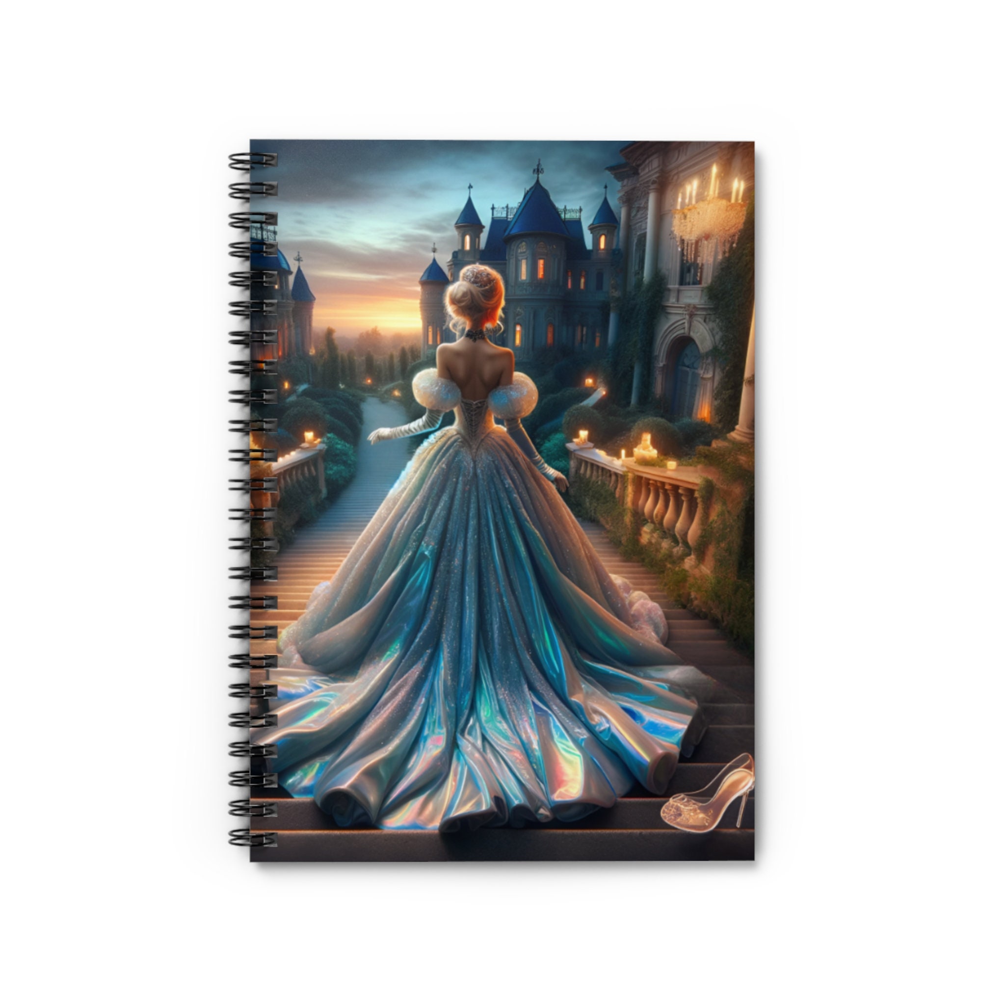 Princess Spiral Notebook Glass Slipper Theme, Midnight Elegance Journal ...