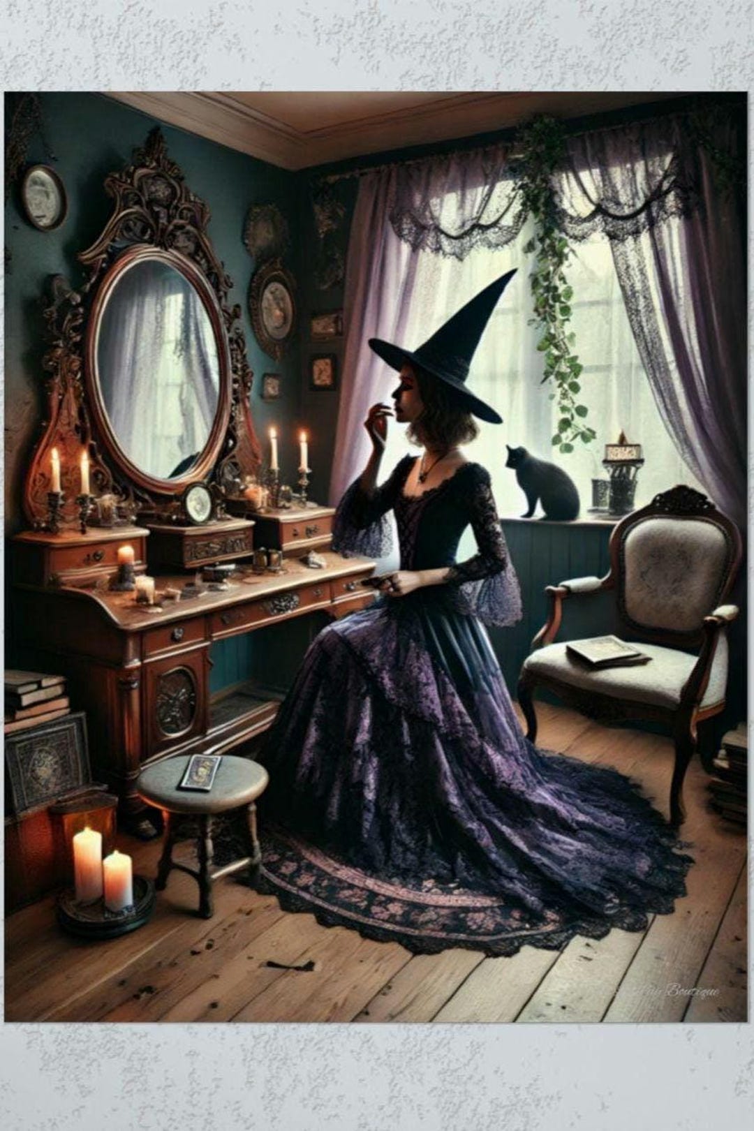 Vintage Witchy Makeup Time Art Print, Gothic Vanity Poster, Enchanting ...