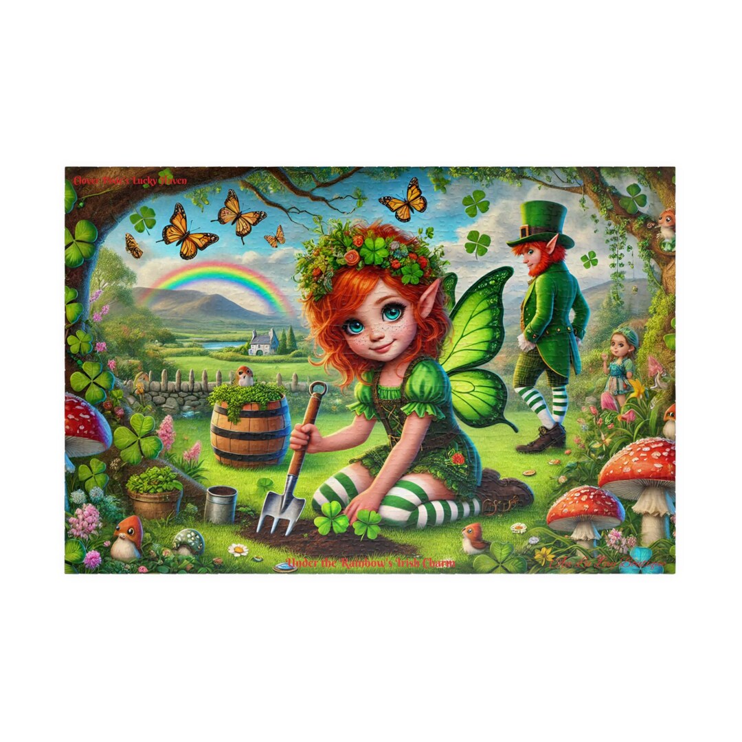Clover Pixie Puzzle - Enchanting Fairy and Leprechaun Jigsaw for St ...