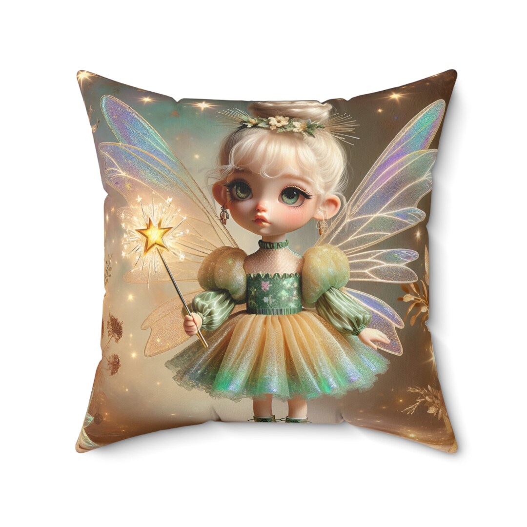 Enchanted Sprite: the Whimsical Fairy Doll Square Throw Pillow, Spun ...