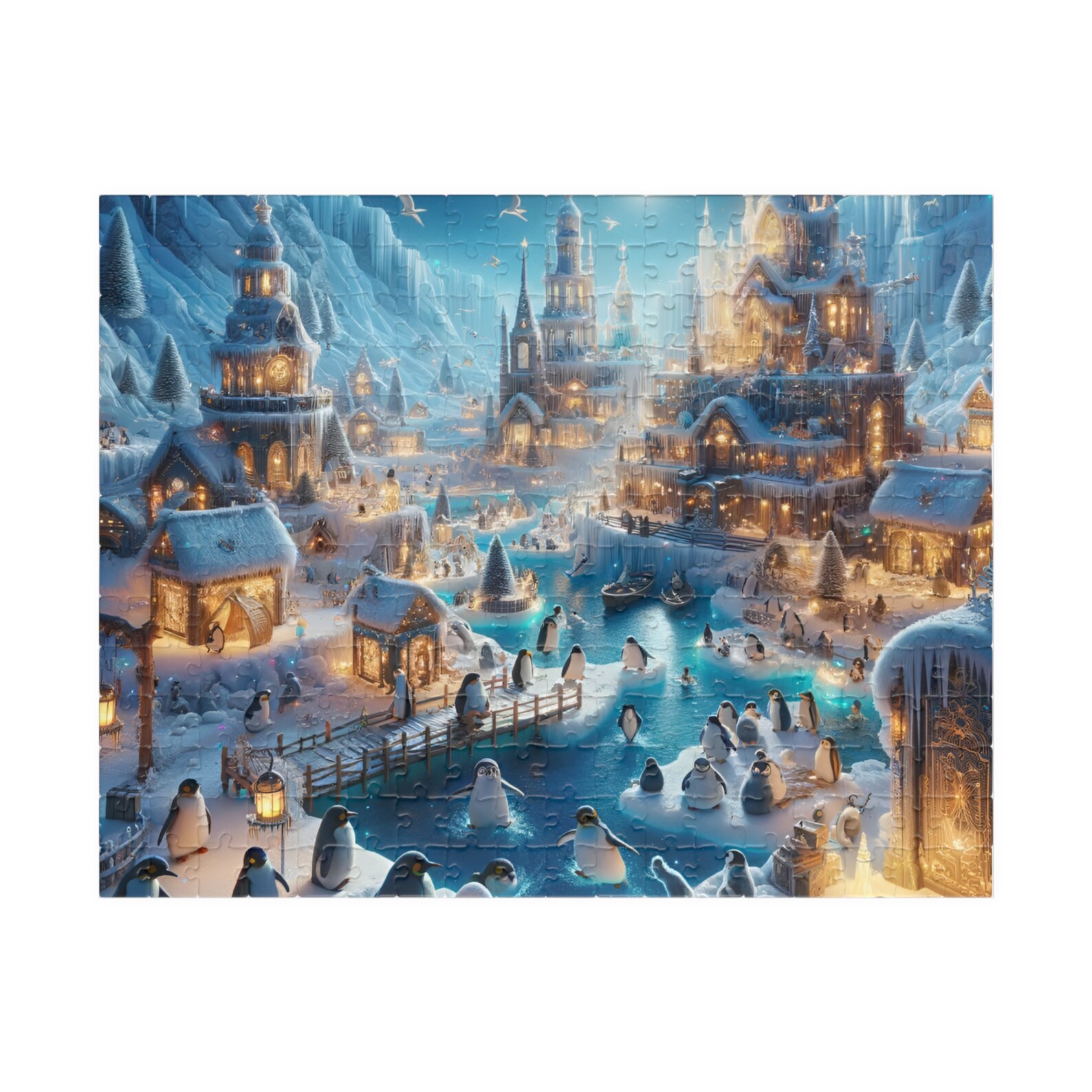 Icebound Enchantment: the Penguin Village Winter Wonderland Puzzle 110 ...