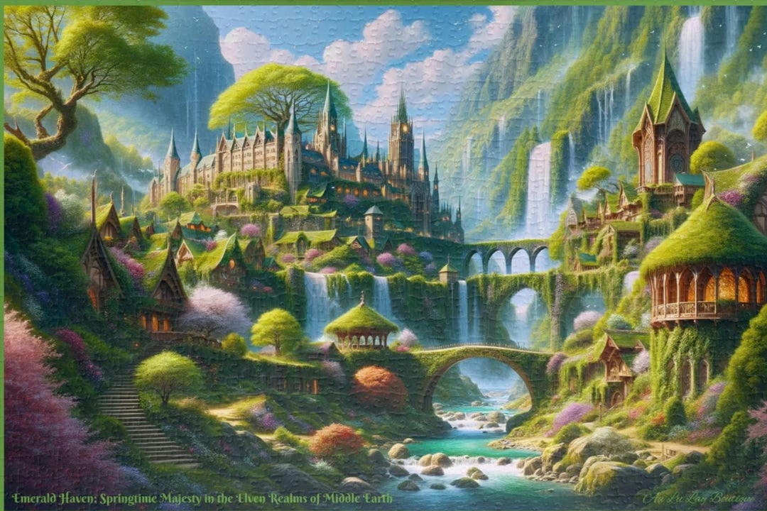 Middle Earth Spring Jigsaw Puzzle, Emerald Haven Theme, Elven Realms ...
