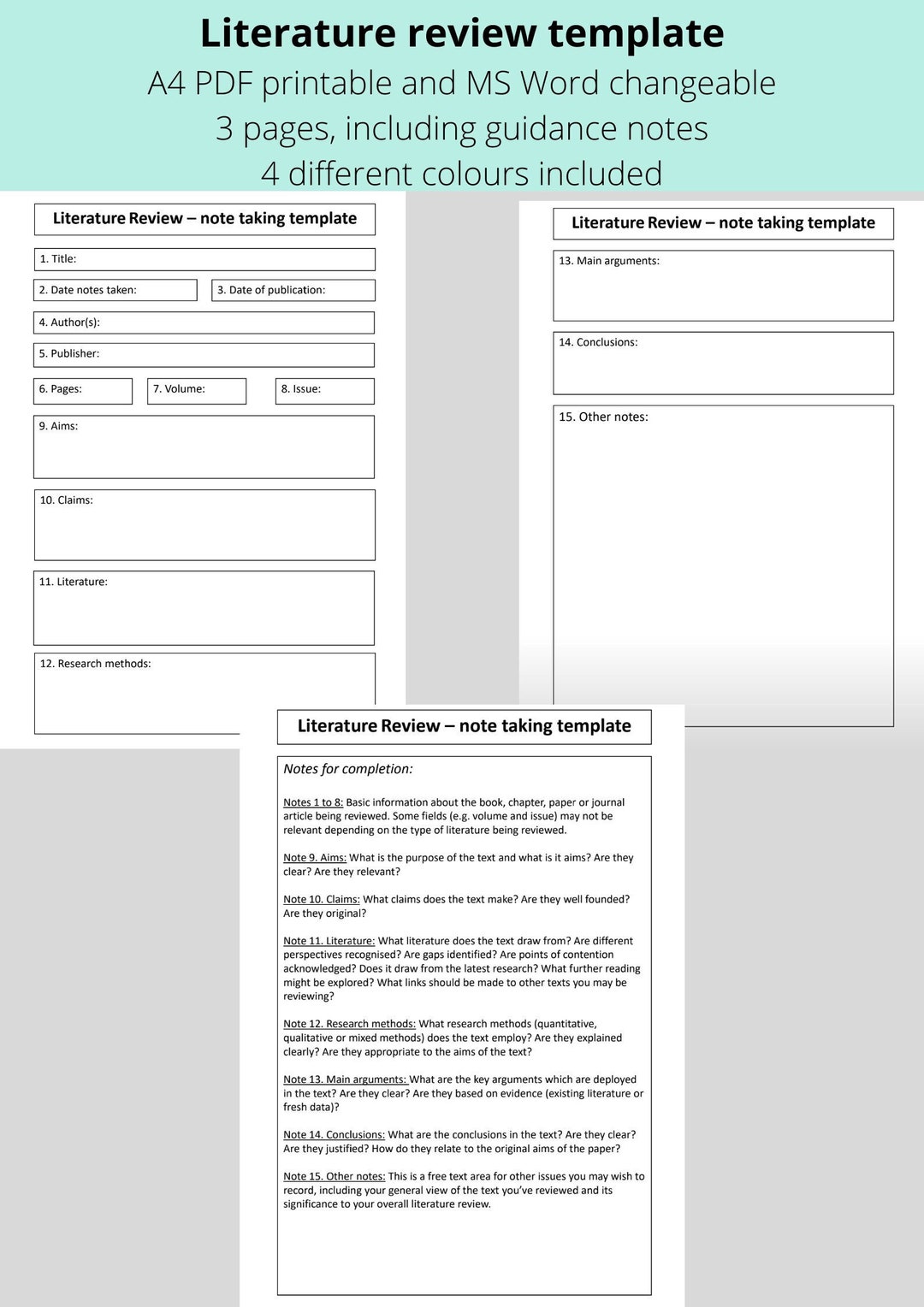Literature Review Template research / Study / Dissertation / Thesis ...