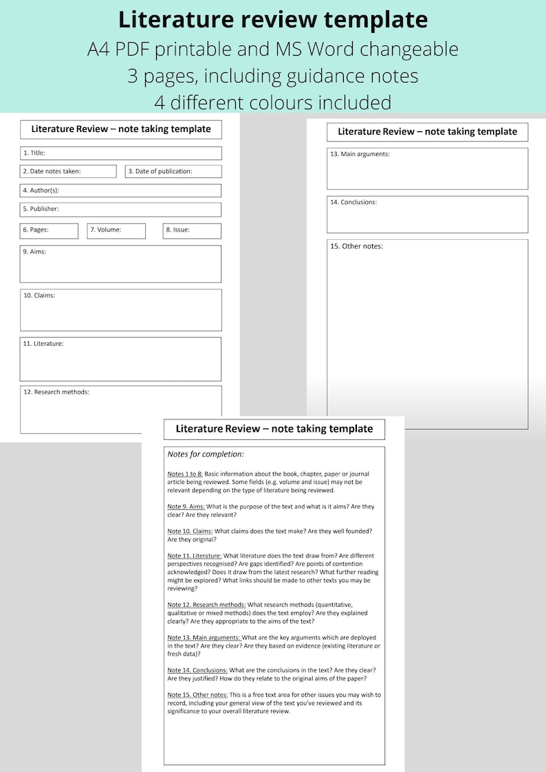 Literature Review Template (research / Study / Dissertation / Thesis ...