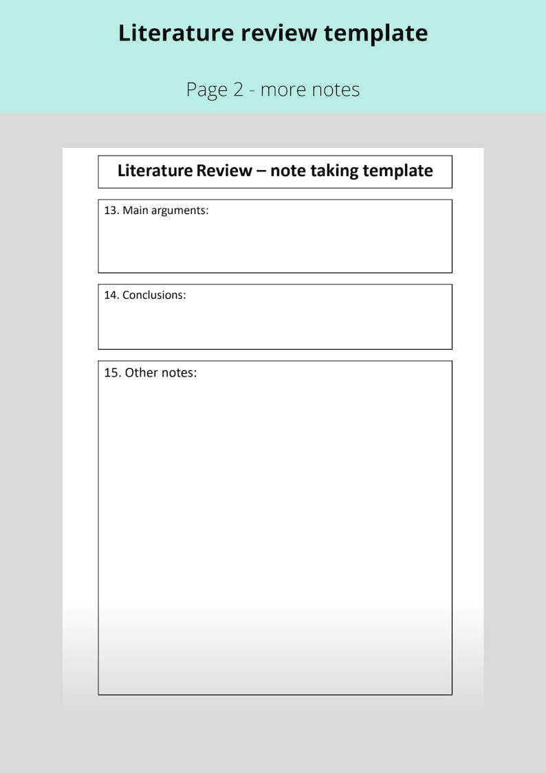 Literature Review Template (research / Study / Dissertation / Thesis ...