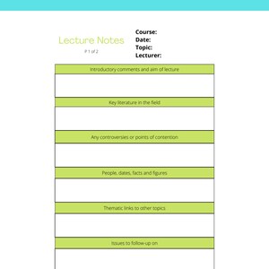 Lecture Notes Template (university / College / School / Study) - Etsy