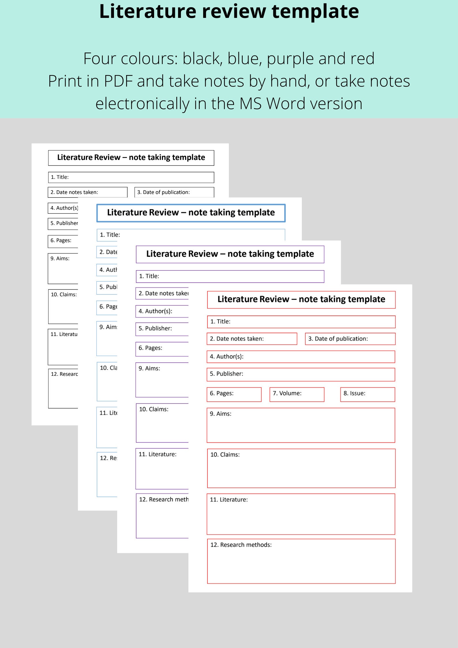 Literature Review Template (research / Study / Dissertation / Thesis ...