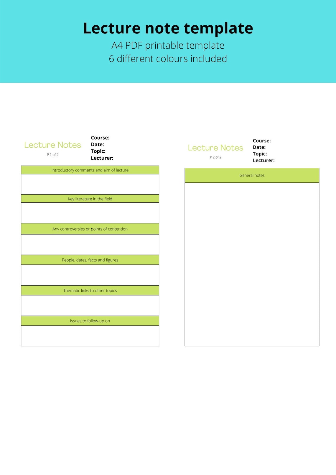 Lecture Notes Template (university / College / School / Study) - Etsy