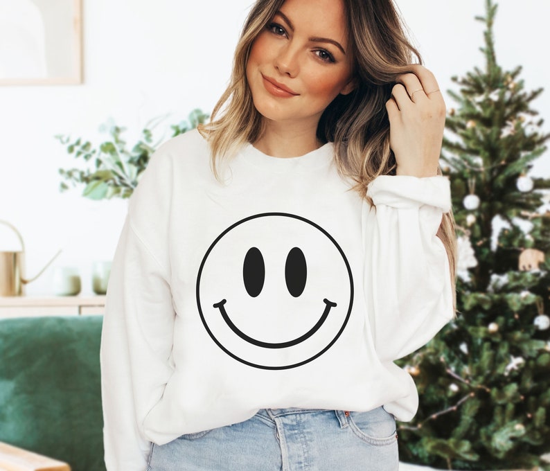 Smiley Face Sweatshirt, Trendy Smile Shirt, Happy Face T-shirt, Cute ...