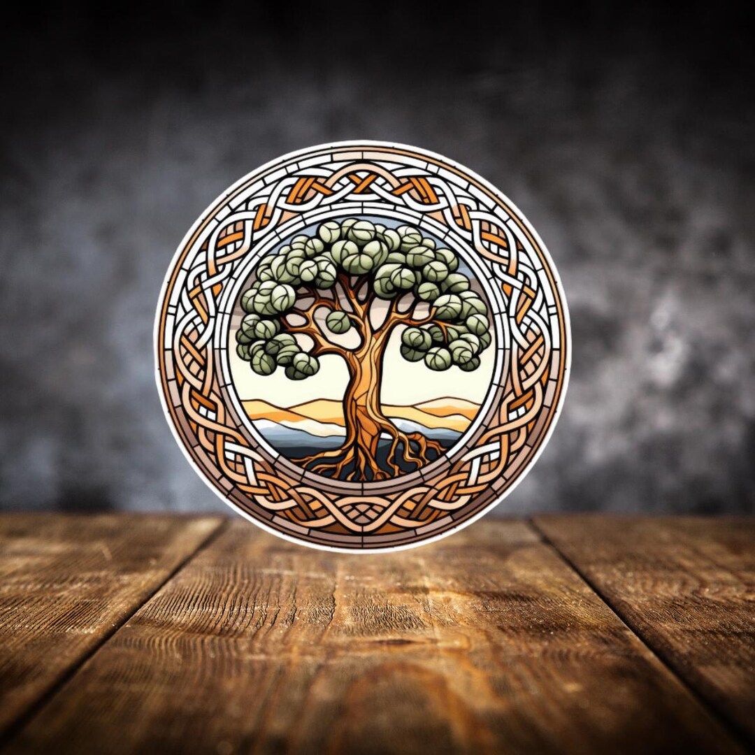 Celtic Tree With Mountains Sticker - Die Cut Sticker - Water Resistant ...