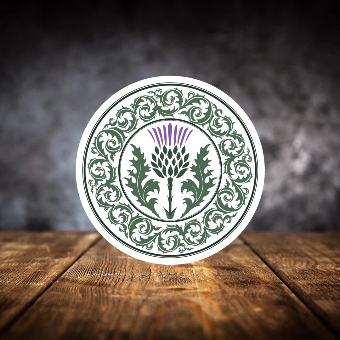 Celtic Thistle Circle Sticker - Die Cut Sticker - Water Resistant ...