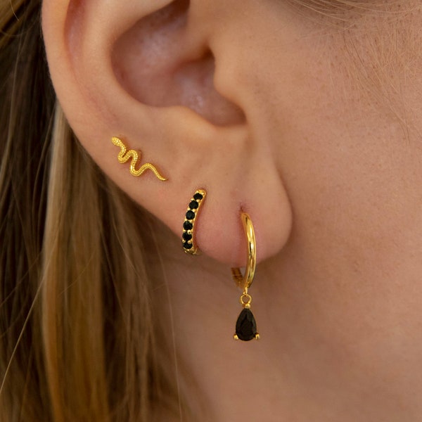 Black Hoop Earrings - Etsy