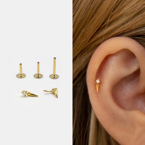 20G/18G/16G Tiny Push Pin Labret Threadless Flat Back - Etsy