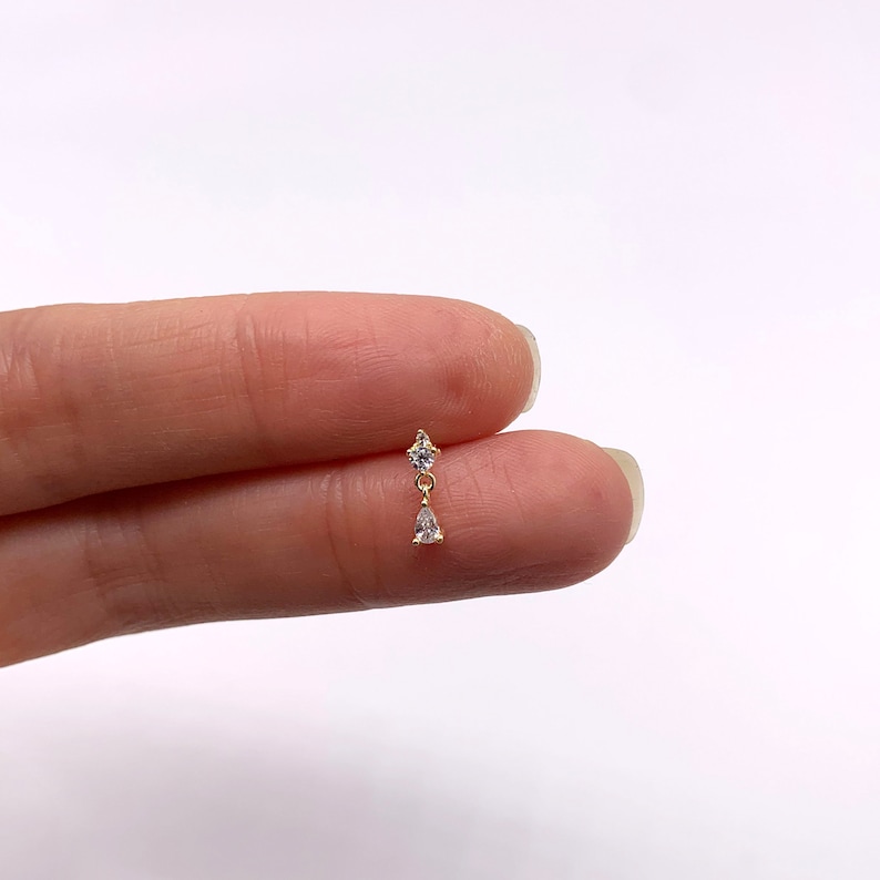 18g Push Pin Labret Stud 925 Sterling Silver Tiny Cz - Etsy