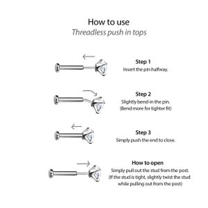 18g Dangle Spike Push Pin Labret Stud • 925 Sterling Silver • Tin Studs ...