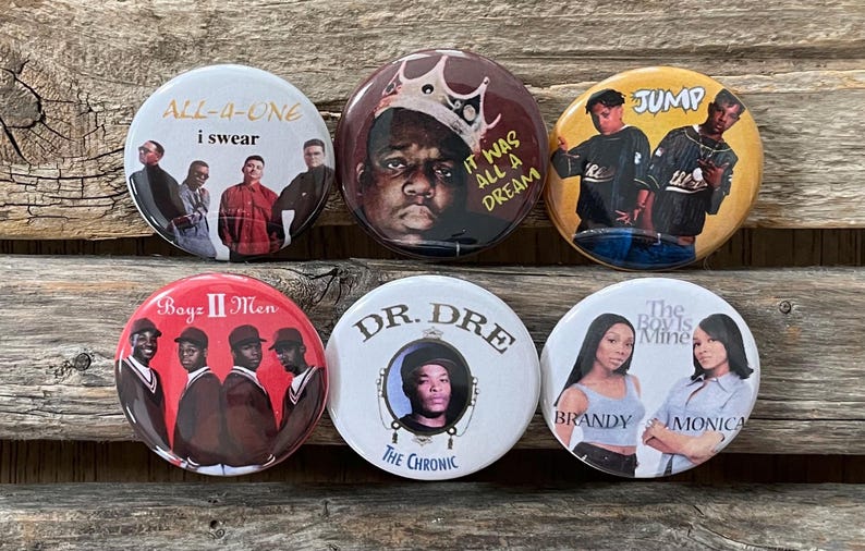 90s Hip Hop and R&B Buttons or Magnets: 90s Party Favors - Etsy