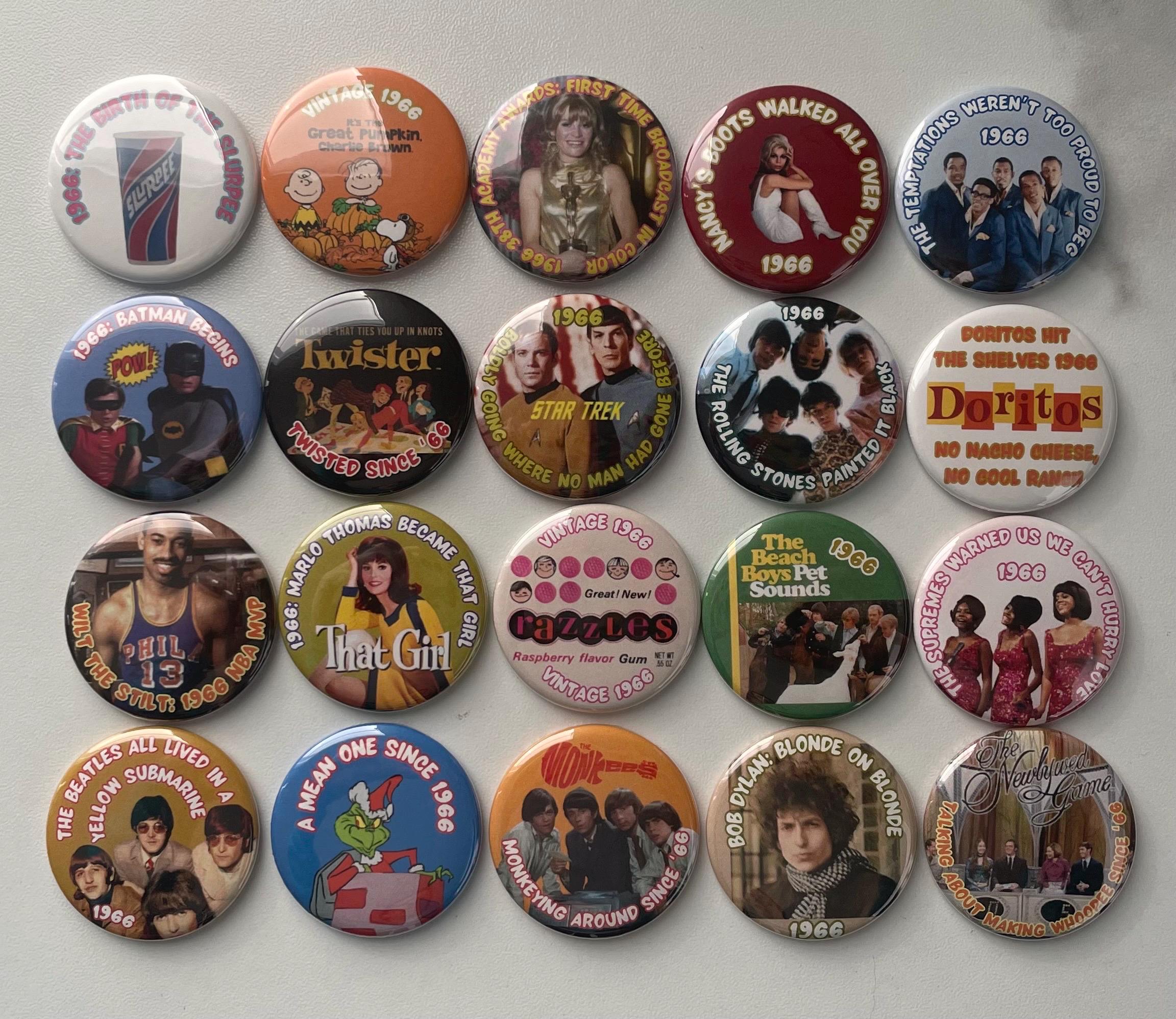 1966 Button Pins or Magnets: 60th Birthday Party Favors - Etsy