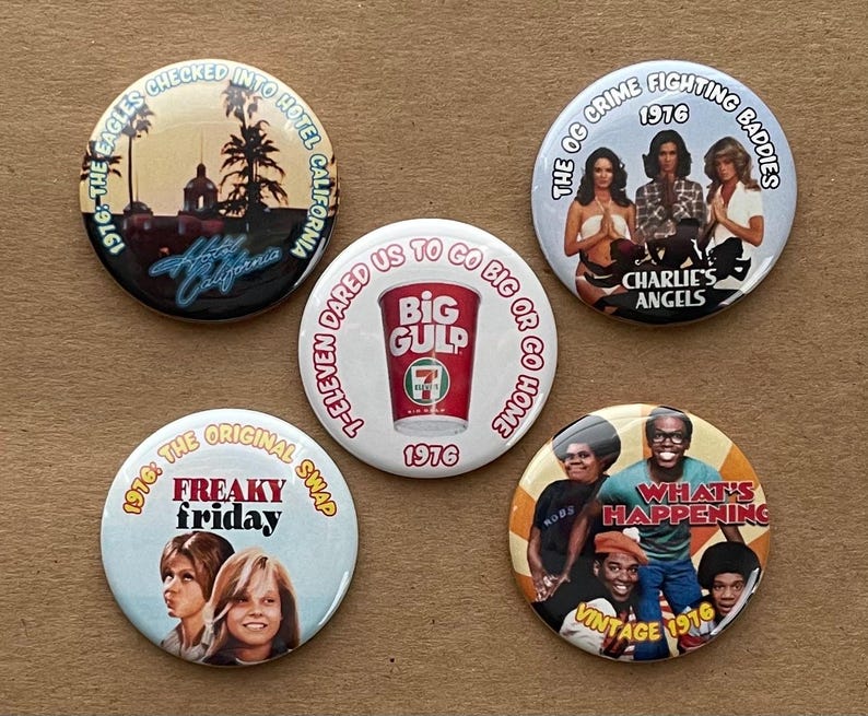 1976 Button Pins or Magnets: 50th Birthday Party Favors - Etsy