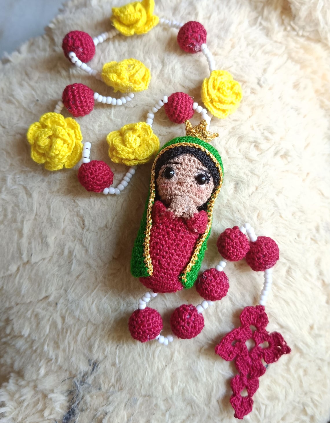 Rosary Holy Mother Mary Crochet Handmade Tutorial Template - Etsy