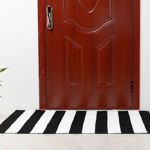 Black and White Outdoor Striped Rug, Stripes Christmass Runner, Outdoor ...