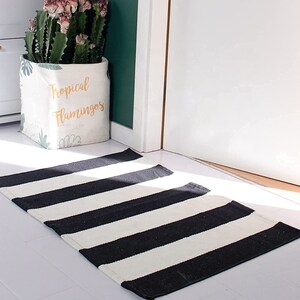 Black and White Outdoor Striped Rug, Stripes Christmass Runner, Outdoor ...