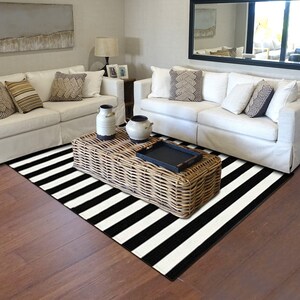 Black and White Outdoor Striped Rug, Stripes Christmass Runner, Outdoor ...