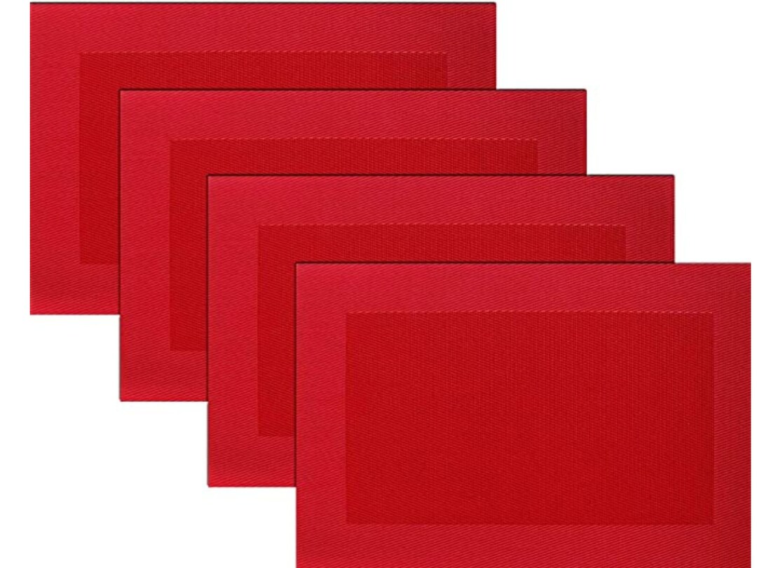 Red Placemat Set of 4, Vinyl Placemats, Valentine's Day Table Mat ...