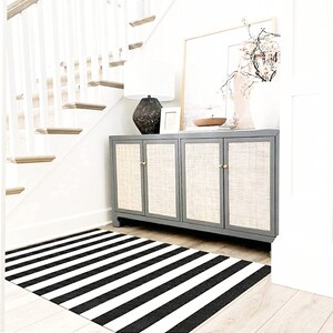 Black and White Outdoor Striped Rug, Stripes Christmass Runner, Outdoor ...