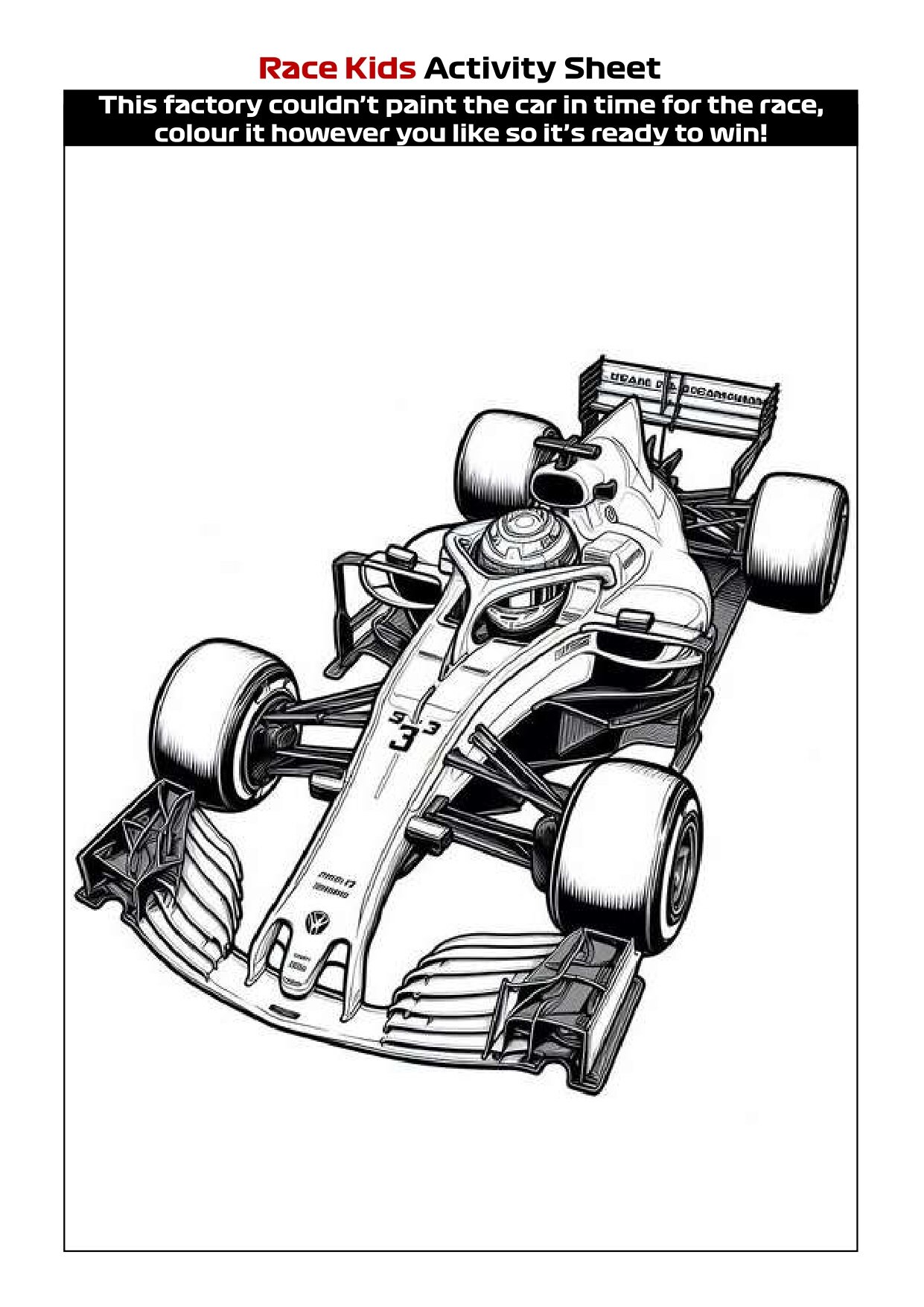 Kids Formula 1 Activity Pack - Etsy