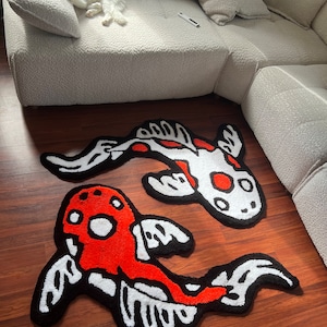 Koi Yin Yang Fish Tuft RUG | %100 Handmade | Asian Custom Tufting - Etsy