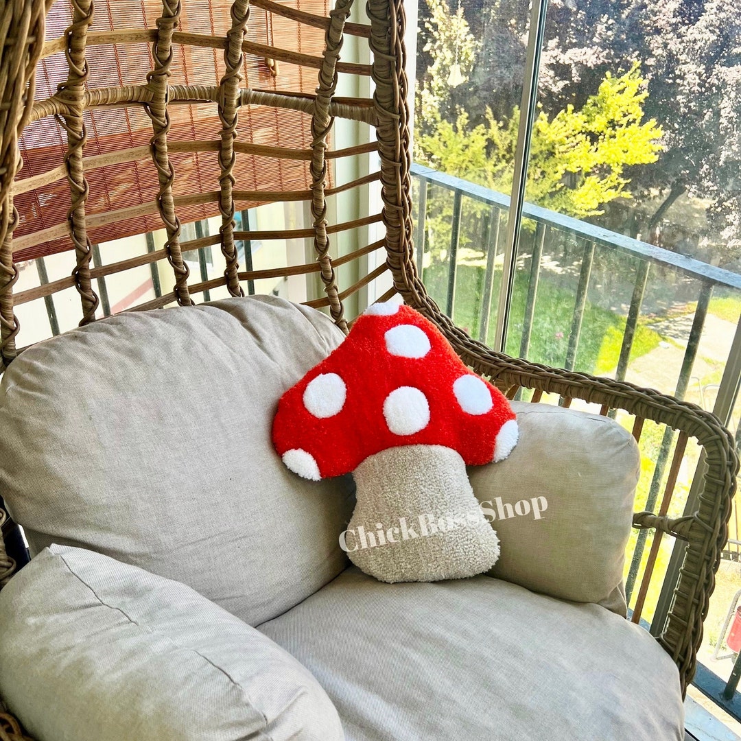 Mushroom Custom Pillow Tufting | Tufting Orange Pillow | Tufting Design ...