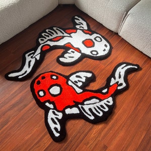 Koi Yin Yang Fish Tuft RUG | %100 Handmade | Asian Custom Tufting - Etsy