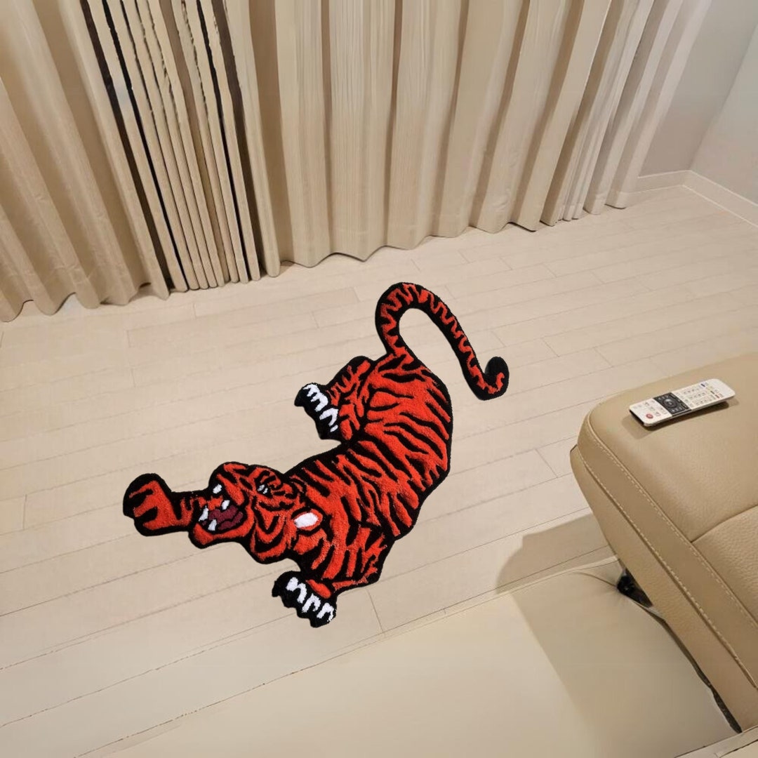 Orange Tiger Rug | Full Body Tiger | Fluffy Soft Tufted Rug - Etsy