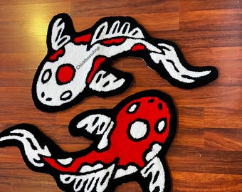 Koi Yin Yang Fish Rug | Custom Asian Tufted Rug - Etsy